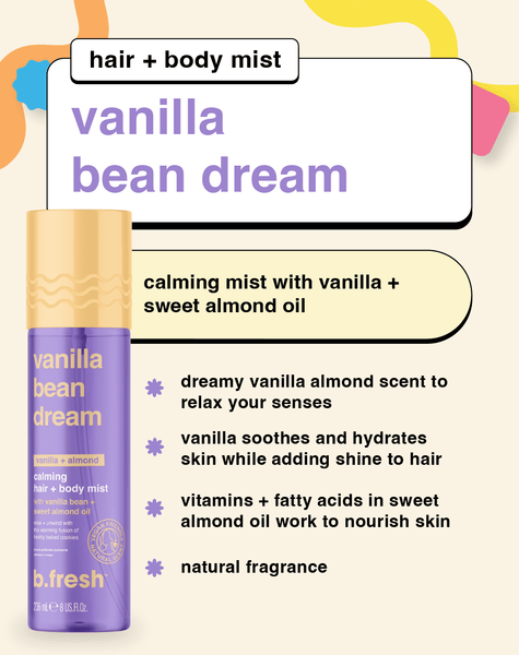 vanilla bean dream | calming hair + body mist | b.fresh – MineTan USA